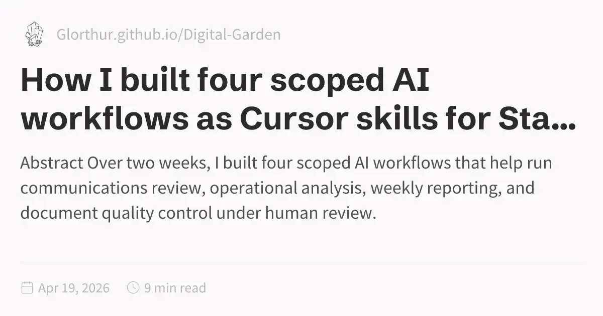 How I built four scoped AI workflows as Cursor skills for Startup ...